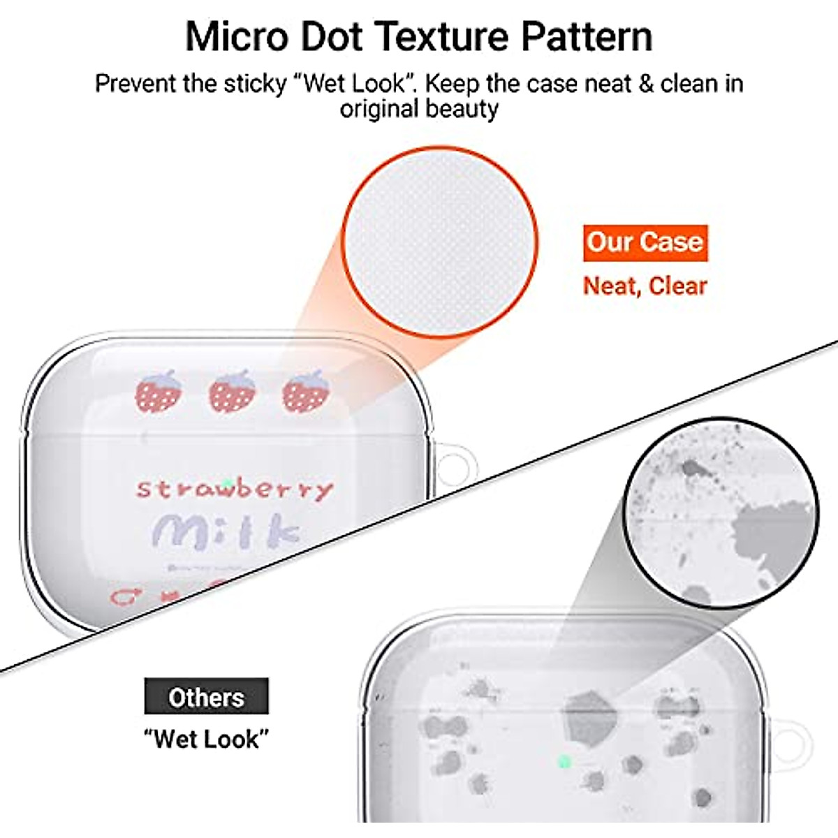 Compatible AirPods Pro 2019 / AirPods Pro 2nd 2022 Case Cover, Clear AirPod Pro Case for Women Girls Cute Hard Protective Cover with Keychain Design for Apple AirPod Pro Charging Case (Strawberry)