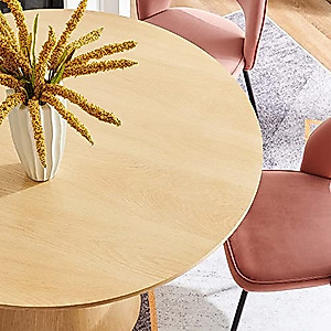 Modway Provision 47" Round Modern Style MDF Wood Dining Table in Oak