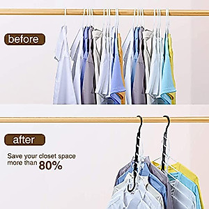 Space Saving Hangers 16 Pack, Plastic Space Saver Hanger for Smart Closet, Black Magic Hangers Multiple Hangers in One Hanger Organizer