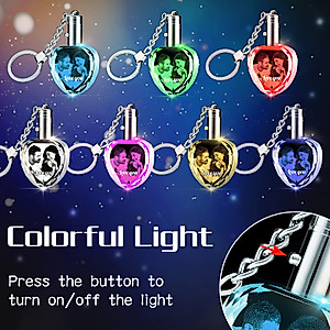 XJone Personalized Custom Crystal Keychain with Picture Photo Customized Engraved Keyring with LED Light