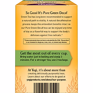 Yogi Tea - Green Tea Pure Green Decaf (6 Pack) - Supports Vitality - 96 Tea Bags