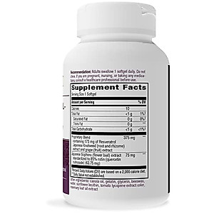 Nature’s Way Resveratrol-Forte, Premium Blend, Free Radical Protection*, 175 mg of Resveratrol per Serving, 60 Softgels