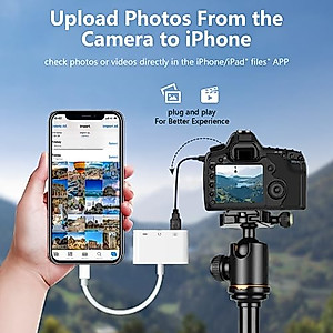 USB + 3.5mm AUX Adapter for iPhone/iPad, USB Camera Adapter and 3.5mm Headphone Audio Jack Adapter with iPhone Charger Splitter, 3 in 1 USB OTG Adapter for iPhone iPad,USB Flash Drive, Keyboard, Mouse