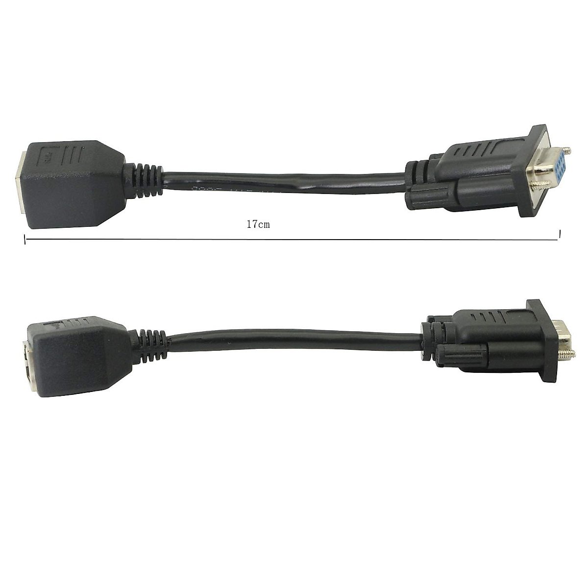 XMSJSIY DB9 RS232 to RJ45 Extender, DB9 9-Pin Serial Port Female&Male to RJ45 CAT5 CAT6 Ethernet LAN Extend Adapter Cable-2pcs (2-Cable)