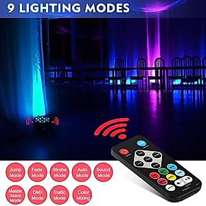 36 LED Stage Lights RGB DJ LED Par Light Remote & DMX Controlled Sound Activated Auto Play Uplights for Wedding Birthday Christmas Holiday Music Show Dance Party Stage Lighting-2 Pack
