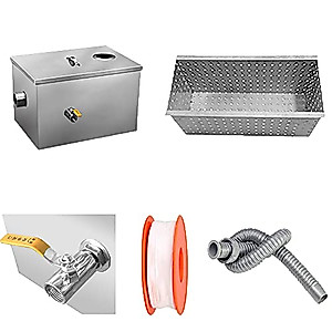 Grease Trap Commercial Grease Trap 304 Stainless Steel Interceptor Set Under Sink Grease Trap Detachable Design Grease Trap Interceptor for Restaurant Kitchen Wastewater Removable Baffles