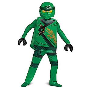 Disguise Lloyd Costume for Kids, Deluxe Lego Ninjago Legacy Themed Children's Character Outfit, Child Size Medium (7-8) Green (100399K)