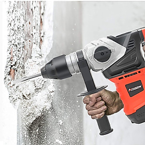AOBEN Rotary Hammer Drill with Vibration Control and Safety Clutch,13 Amp Heavy Duty 1-1/4 Inch SDS-Plus Demolition Hammer for Concrete-Including 3 Drill Bits,Flat/Point Chisels.