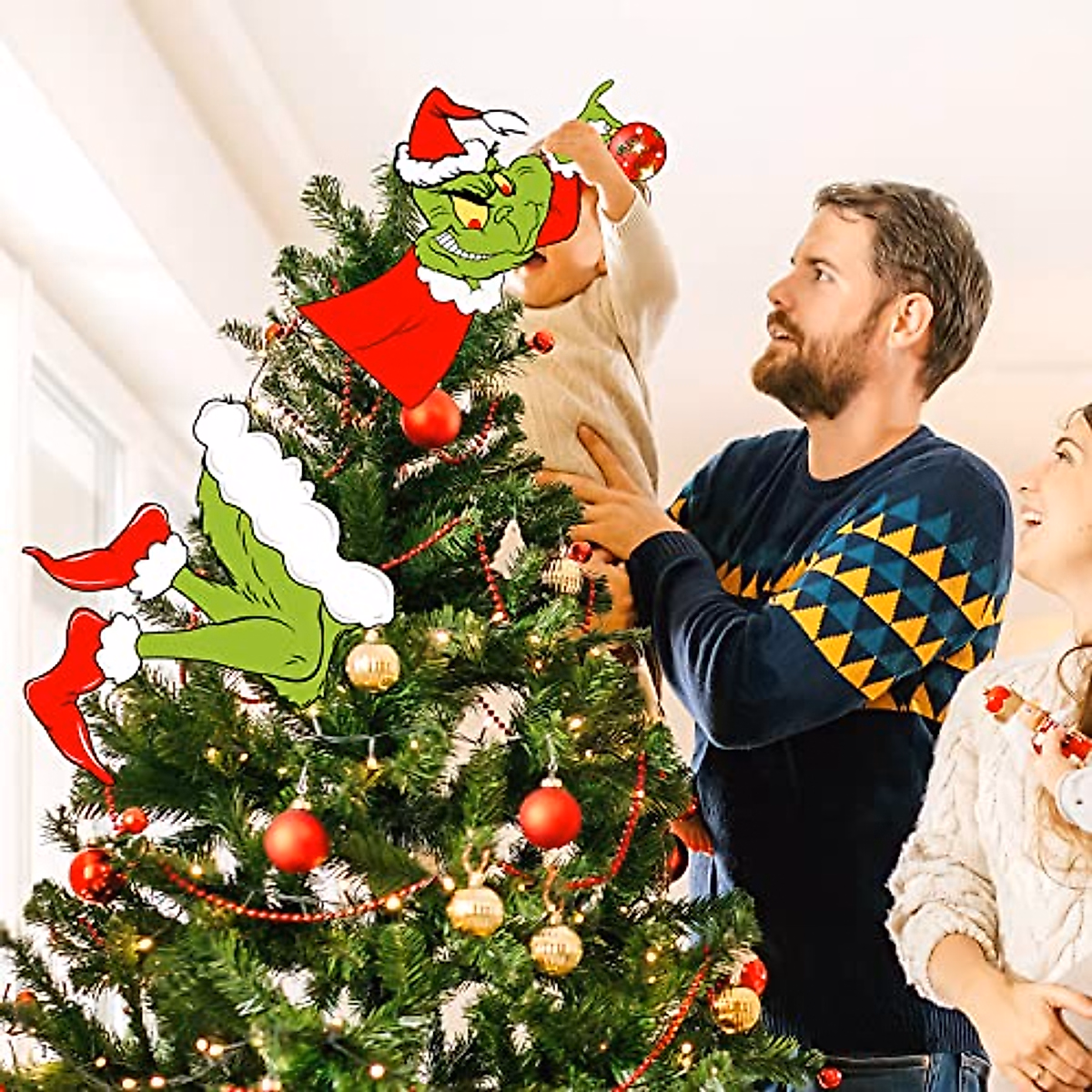 Christmas Decorations for Tree - Funny Christmas Thief Stole Tree Topper Head and Legs for Holiday Xmas Home Party Decorations