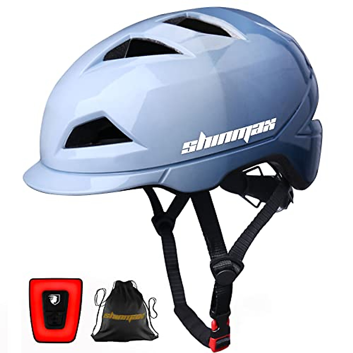 Bike Helmet Women, Shinmax Bicycle Helmet Men with USB Charging Light&Portable Backpack Adjustable Size for Urban Commuter Cycling Helmet Bc-177