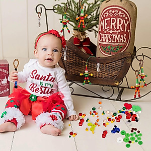 Tieshankao 16PCS Christmas Crafts for Kids - DIY Beads Ornaments Kits Include Nutcracker, Angel, Elf, Tree - Xmas Holiday Toys Gifts Stocking Stuffers Decor Party Decorations Supplies(Need Assembly)