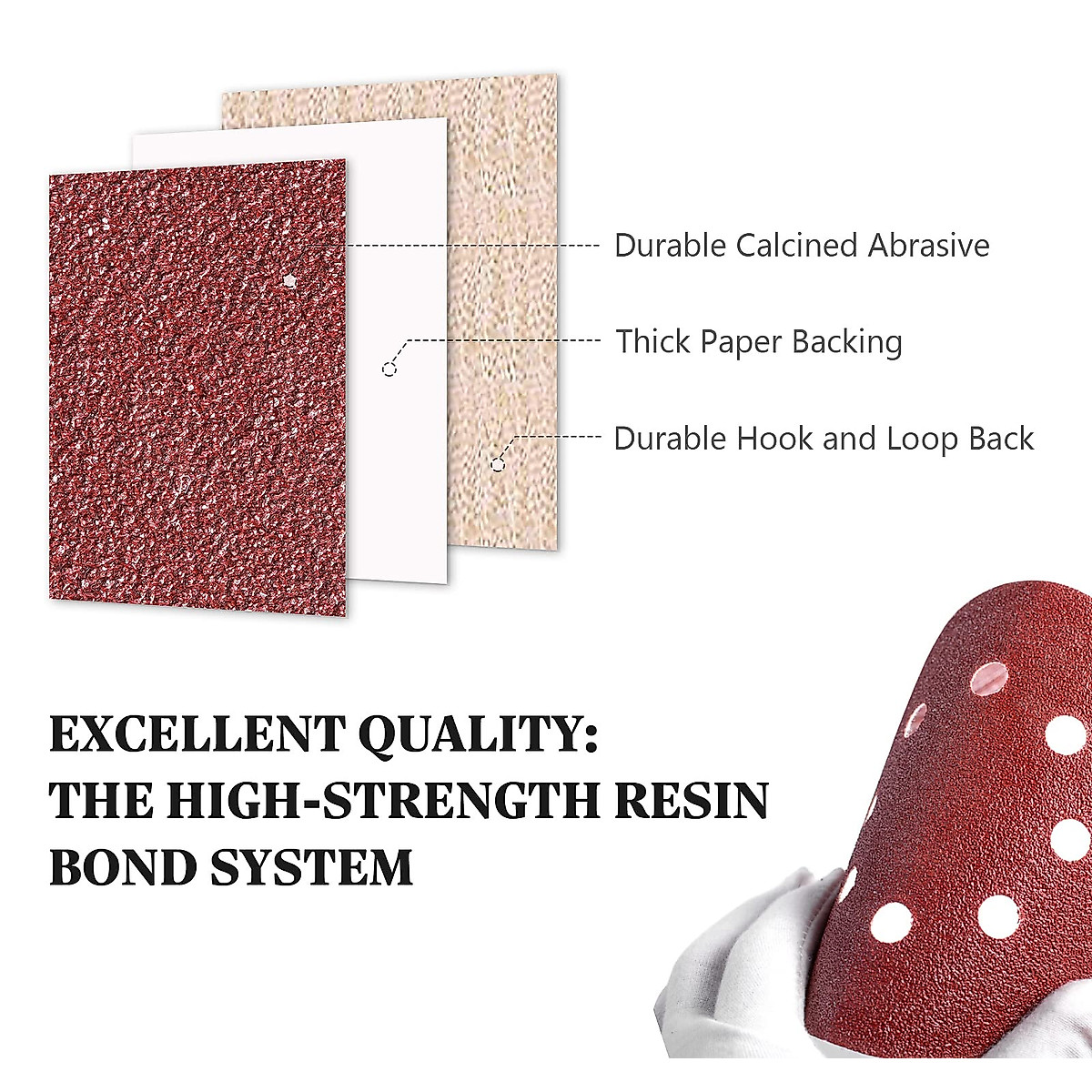 S SATC 72 PCS 5 Inch 8 Hole Hook and Loop Adhesive Sanding Discs Sandpaper for Random Orbital Sander 40 60 80 120 180 240 320 Grits