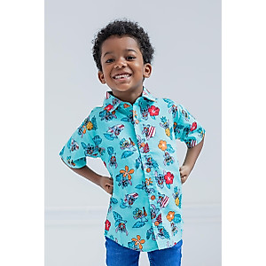 Disney Lilo & Stitch Toddler Boys Hawaiian Button Down Dress Shirt 4T