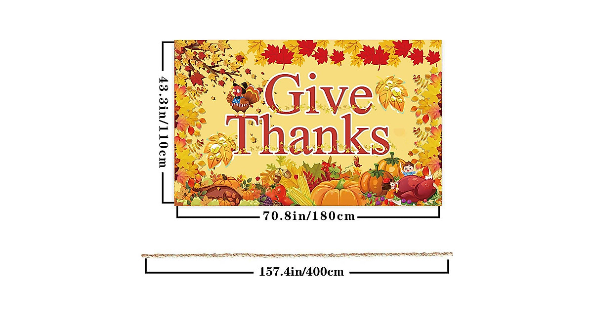 Thanksgiving Fabric Sign Banner - Large Fall Party Decor | FECEDY