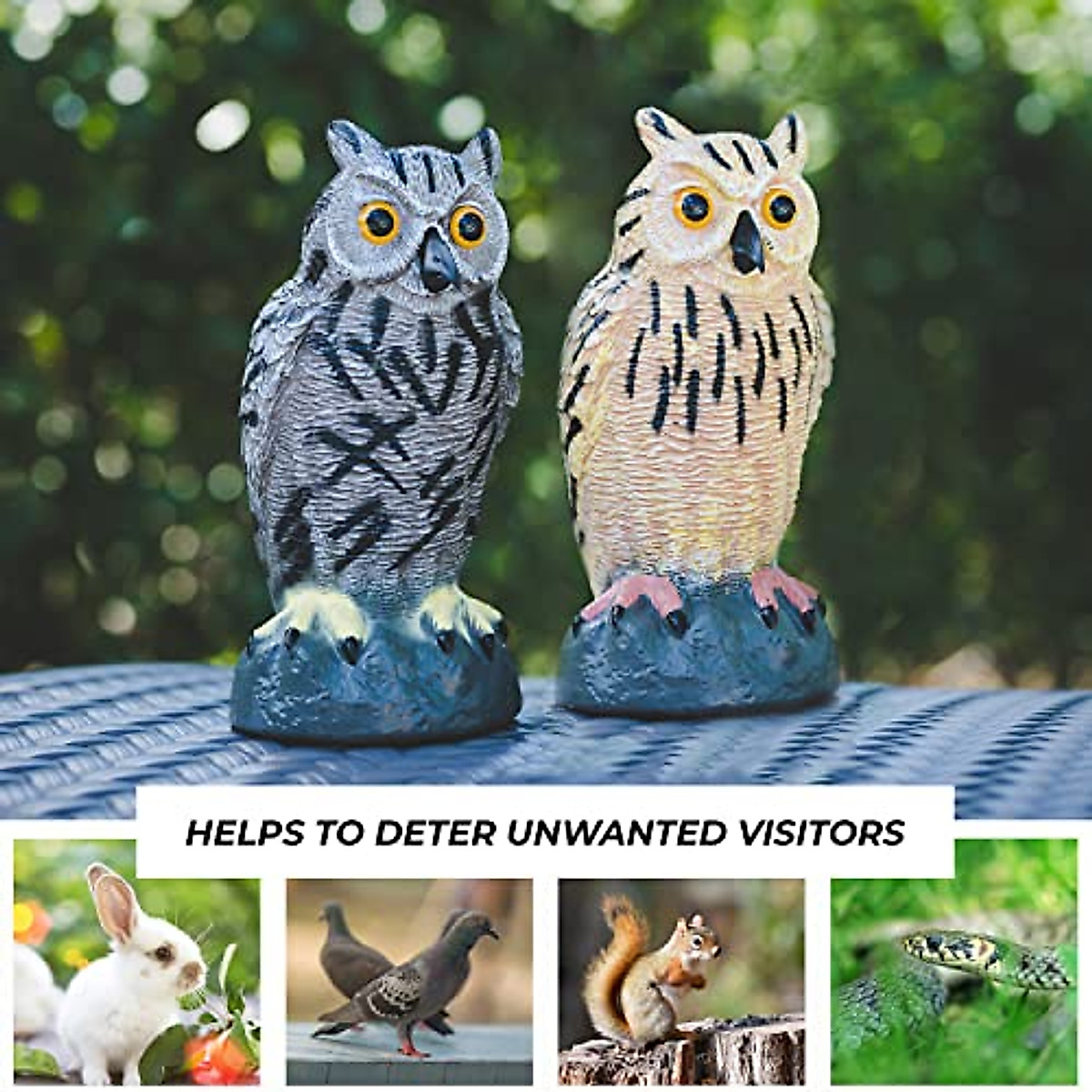 Galashield Owl Decoys to Scare Birds Away | Plastic Owls to Scare Birds Away | Owl Statue for Garden & Outdoors [Set of 2]