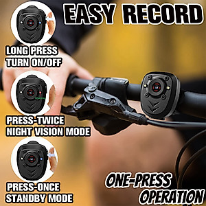 64GB Body Camera Police Civilians Patrol Portable Body Mounted Camcorder 1080P Night Vision 6 Hours Battery Life Recording Wearable Video Recorder for Law Enforcement Indoor Outdoor Security