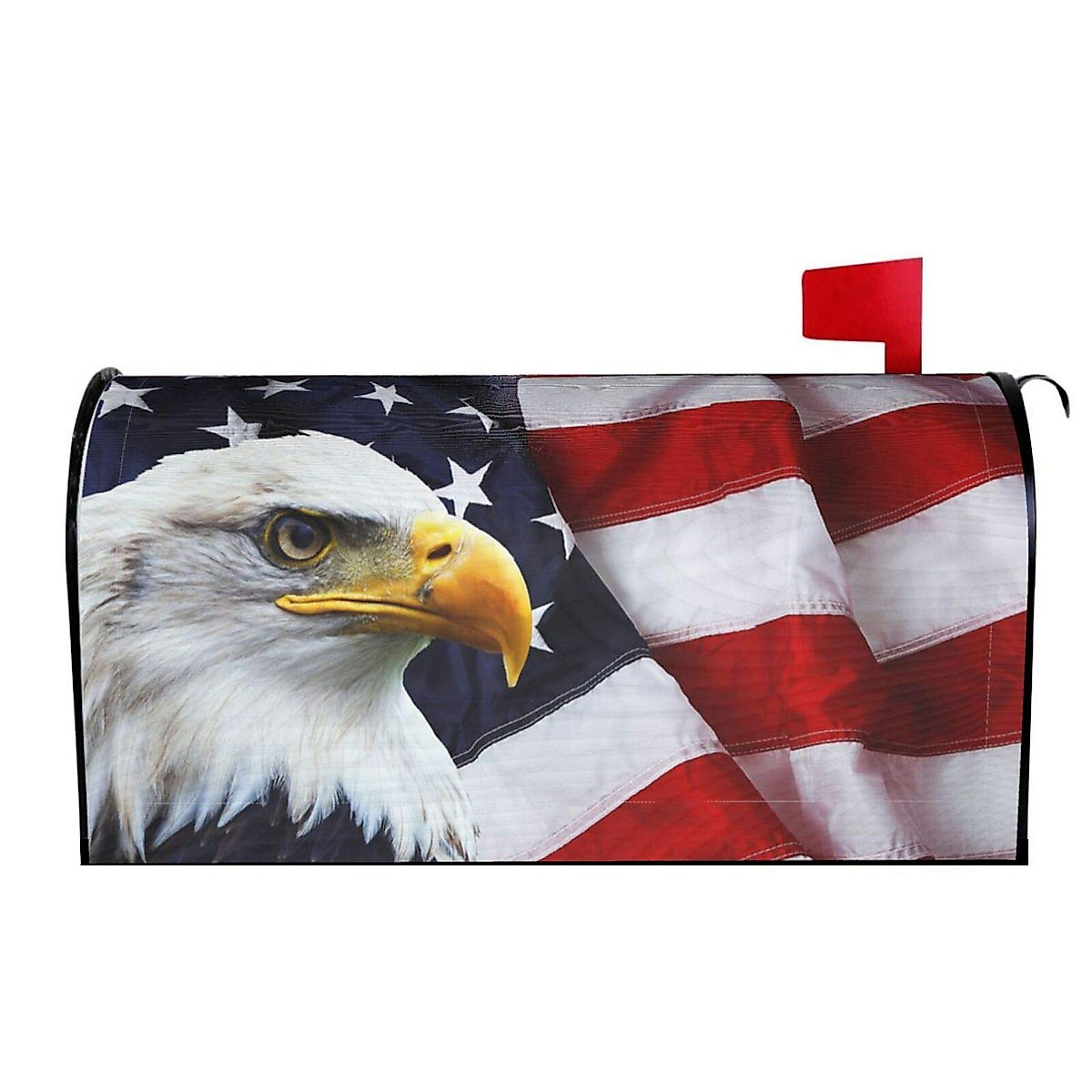 Ouqiuwa American Flag Welcome Magnetic Mailbox Cover, Mailbox Wrap Decorative for Garden Yard Home 21" Lx 18" W