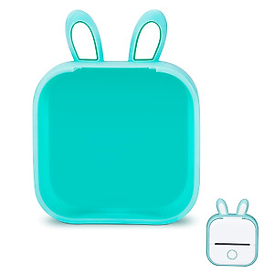 Memoking T02 Protective Case-Bunny Ears Shape Soft Silicone BPA-Free Cute Design Printer Cover, Compatible with T02 Mini Bluetooth Wireless Portable Mobile Pocket Printer, Green