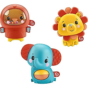 Fisher-Price Busy Buddies Gift Set Jungle Animal Infant Activity Toys with Sensory Details for Baby Ages 6 Months and Older