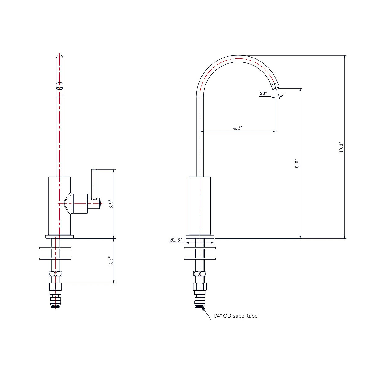 Derengge Single Handle Drinking Water Filter Faucet, Kitchen Faucet Stainless Steel,Drinking Water Faucet,DFF-3168-SS