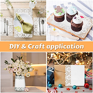 Svalor 100 Pieces Rectangle Paper Doilies, 7.5×12 Inch Doilies for Food, Disposable Lace Paper Doilies for Tables, Paper Placemats Bulk for Cakes Desserts Crafts (White)