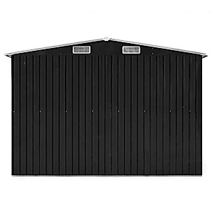 Outdoor Shed for Patio Furniture, Lawn Mower, and Bike Storage, Garden Shed Anthracite 101.2"x389.8"x71.3" Galvanized Steel