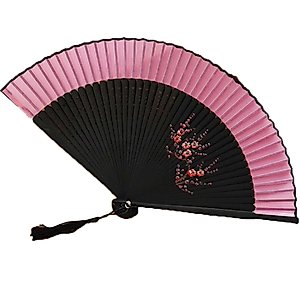 Hand Fan Chinese Style Hand Fan Red Black Vintage Hand Fan Folding Fans Dance Wedding Party Favor Chinese Dance Party Folding Bamboo Fans for Men and Women Performance Dance Decorations Festival Gift