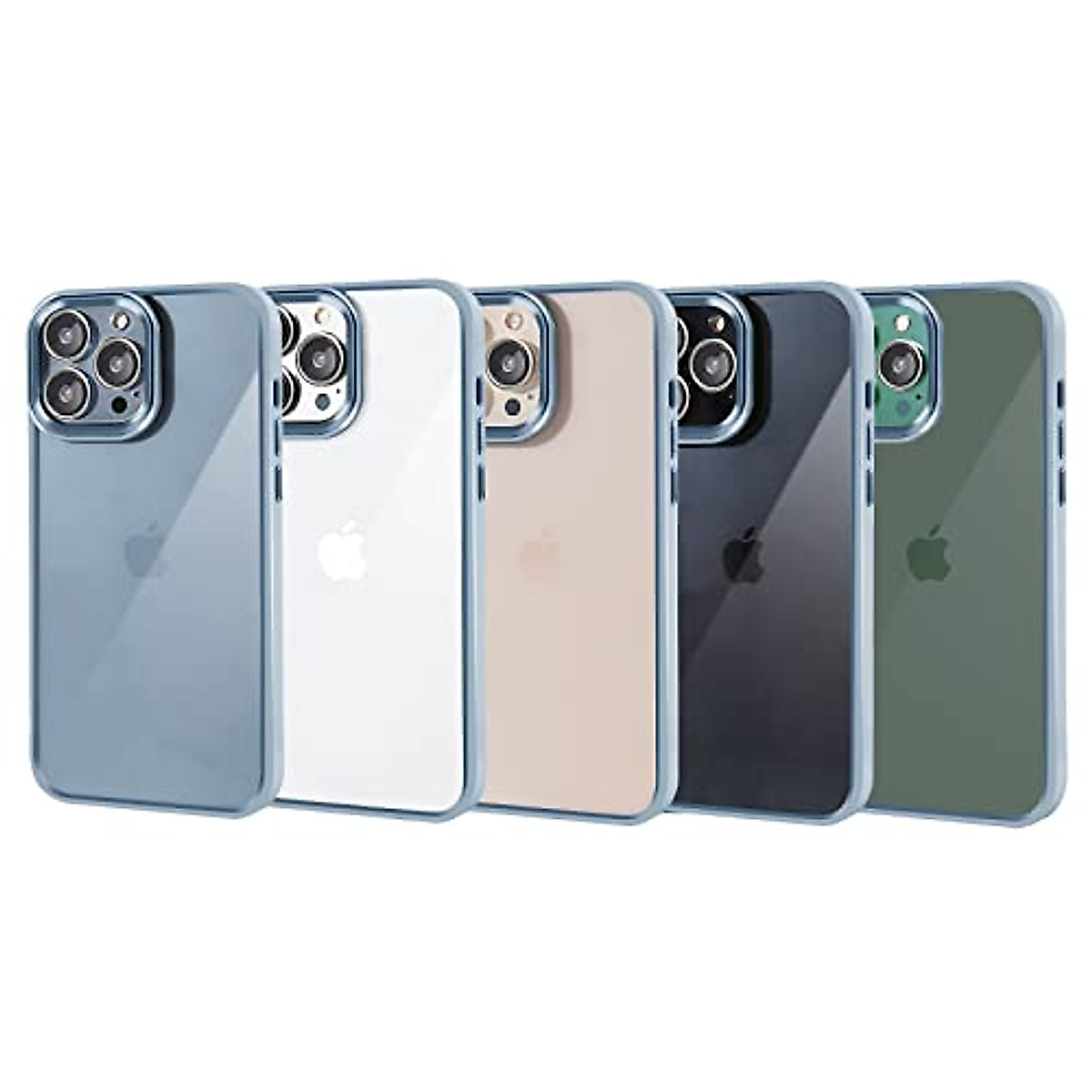 Pilipalanc Crystal Clear Acrylic Phone Case Designed for iPhone 13 Pro Max with Shockproof Bumper Non-Yellowing Anti-Slip Frosted Frame, Blue