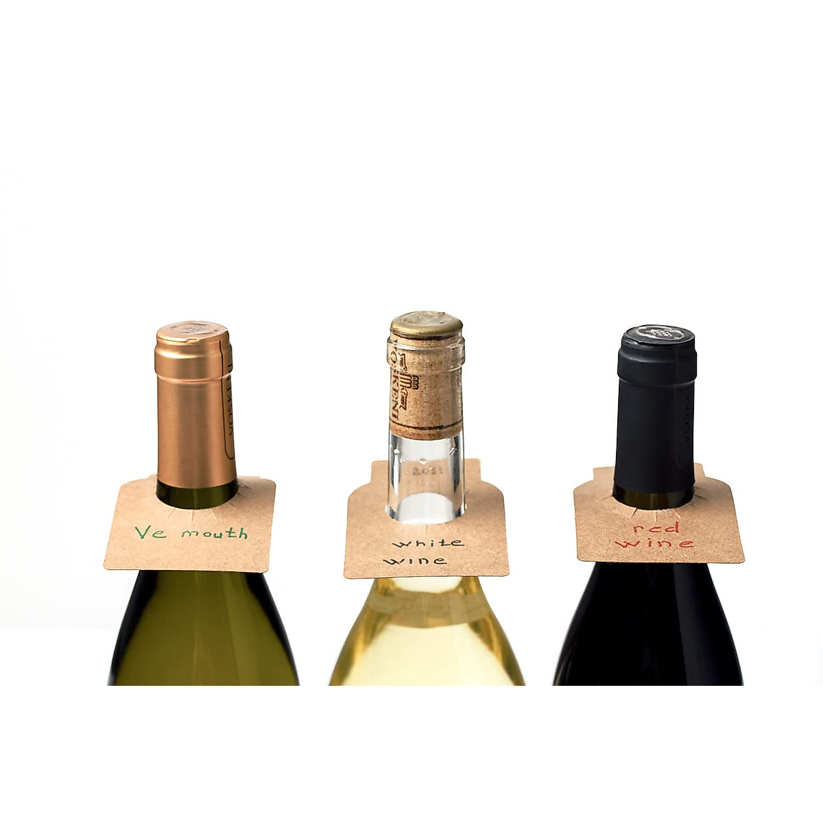 Colibrox Plain Kraft Paper Wine Bottle Tags (200 Pcs) - Durable Blank Wine Bottle Neck Tags, 2¼ x 3½ Inches with 1.1-Inch Hole - Multiuse Brown Kraft Paper Tags - Disposable Wine Vintage Tags