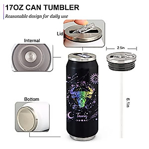 Taurus Gifts for Women,Taurus Gifts Tumbler,Taurus Zodiac Cup,Witchy Gothic Gifts Astrology Constellation Stainless Steel Insulated 17 OZ Can Tumbler with straw lid Coffee Mug