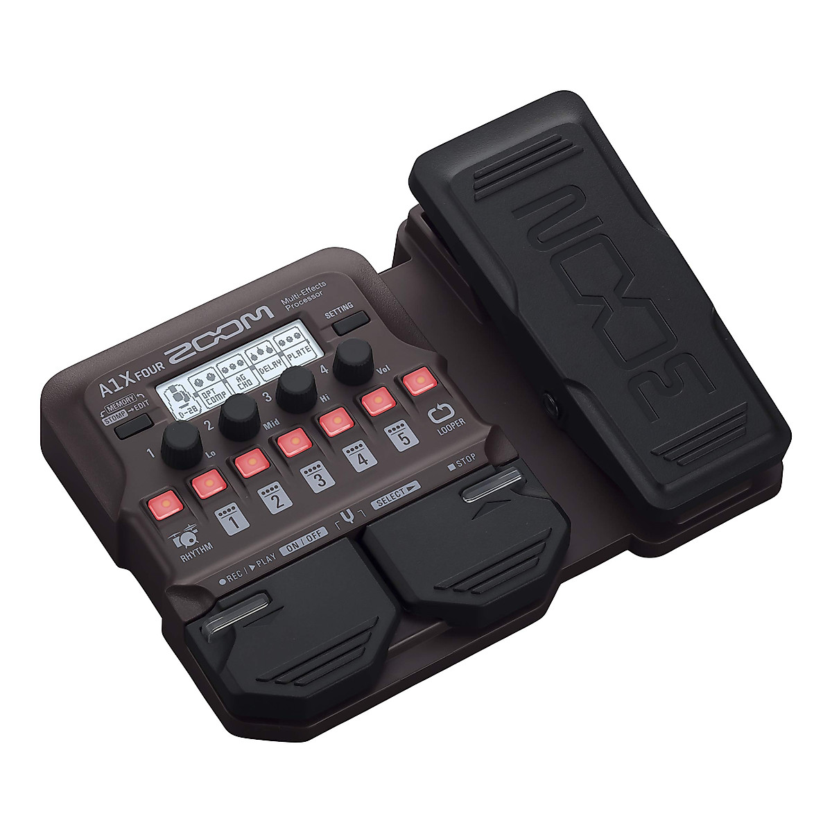 Zoom A1X FOUR Acoustic Instrument Multi-Effects Processor with Expression Pedal, Acoustic Modeling, Looper, Rhythm Section, For Guitar, Saxophone, Trumpet, Violin, Harmonica, and Upright Bass