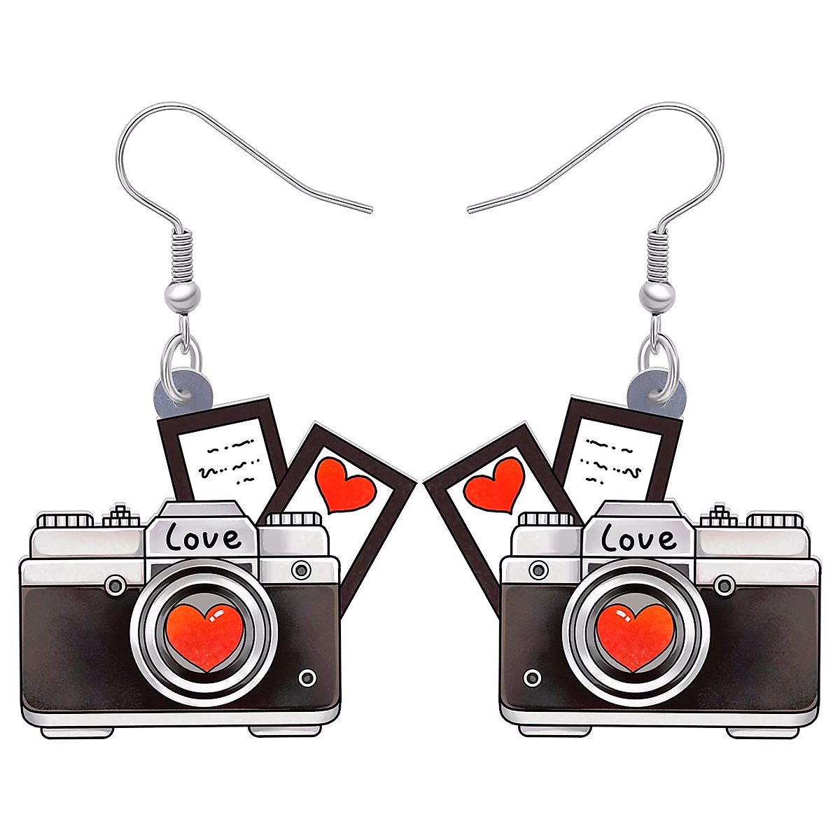 YAYAKO Acrylic Retro 80s 90s Cassette Tape Earrings Radio Camera Dangle Vintage Jewelry Nostalgia Gifts for Women (Black Camera Earrings)