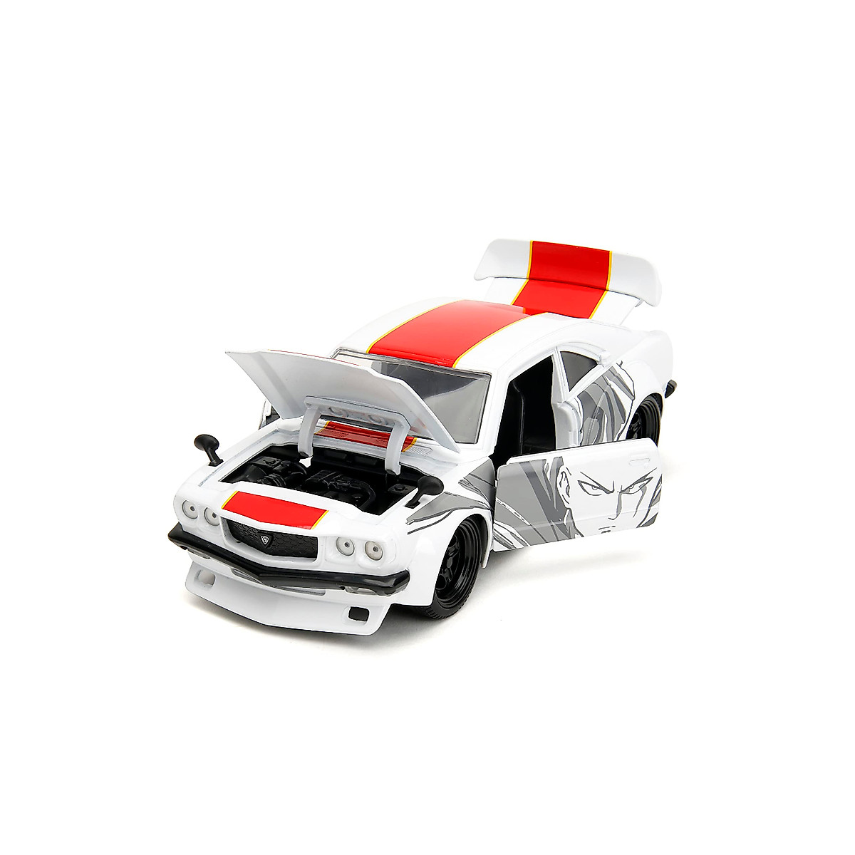 One Punch Man 1:24 1974 Mazda RX-3 Die-cast Car & 2.75" Saitama Figure, Toys for Kids and Adults