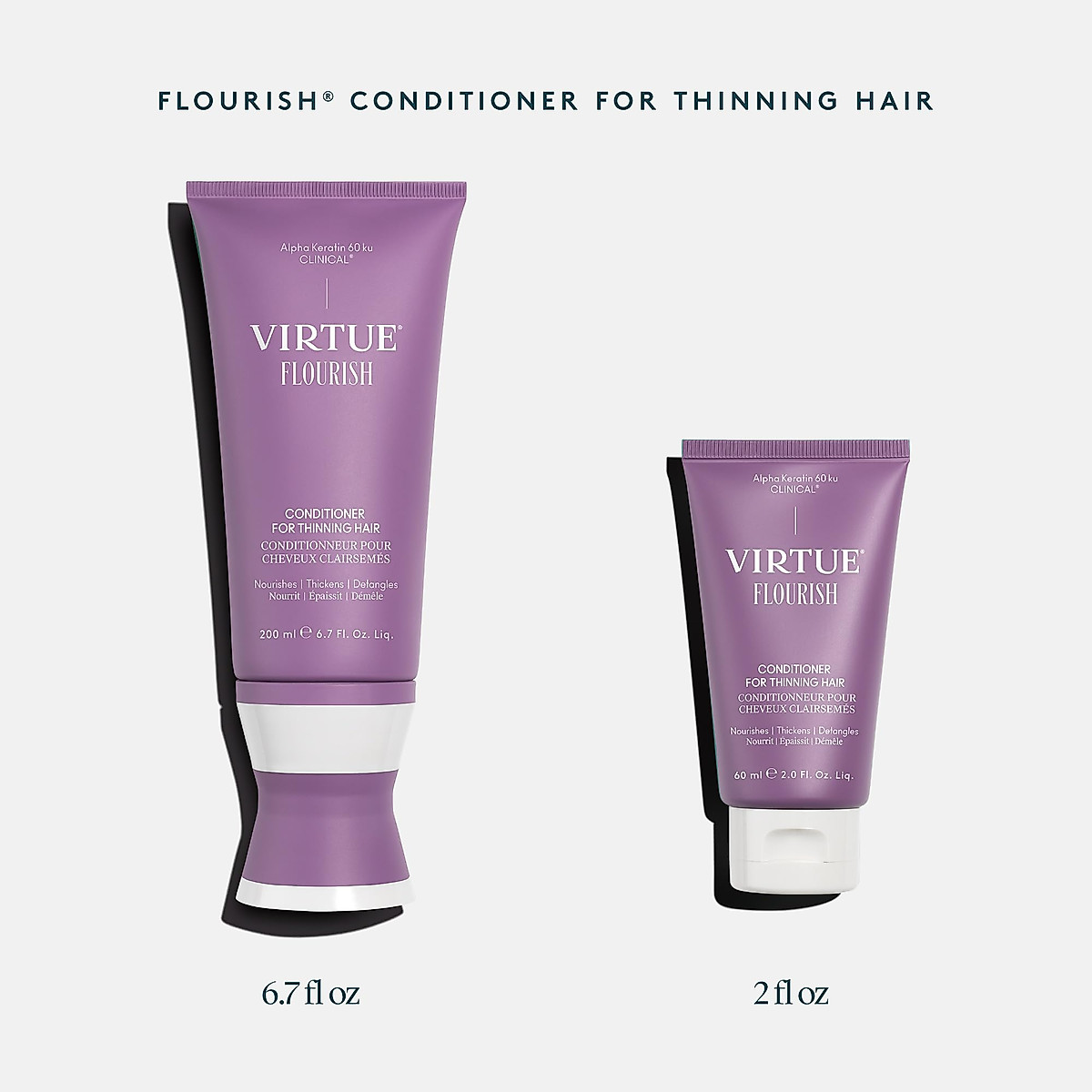 VIRTUE Flourish Conditioner for Fine or Thinning Hair, Sulfate Free Hair Growth Product, Detangles and Thickens, Color Safe