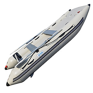 BRIS 11 ft Inflatable Catamaran Inflatable Boat Inflatable Dinghy Mini Cat Boat Gray