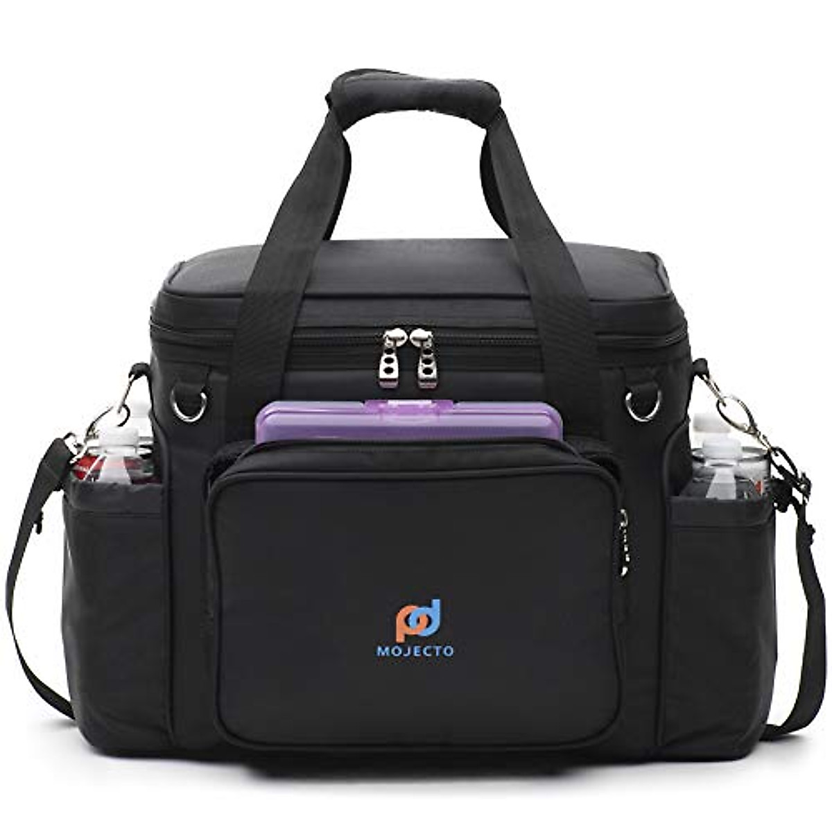 MOJECTO XX-Extra Large Tall Insulated Cooler Lunch Bag (XX-14x12.5x9 In). 1680D Heavy-Duty Polyester, High Density Insulation, Heat-Sealed Liner, Durable Zipper, Multiple Pockets, Metal Buckle.