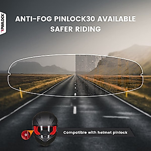 ILM Full Face Snowmobile Motorcycle Helmets for Men Womens Dual Sport Pinlock Anti Fog for Adults DOT Model 817 (Matte Black, S)