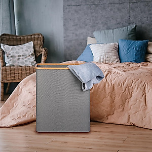 efluky Extra Large Laundry Basket with Lid, 145L Single Basket without Inner Bag for Clothes and Toys, Freestanding Collapsible Hamper for Bedroom Bathroom, Grey