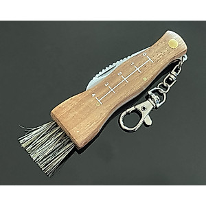 HANZIUP Folding Mushroom Knife Fungus Truffles Harvest Sharp Knives, Wood Handle with Bolster & Brush, Neoprene Pouch