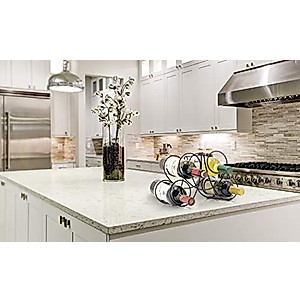 Eternal Living Wine Collection Wine Rack for Countertop | Cabinet Wine Holder Storage Stand Holds 4 Bottles, Metal Black