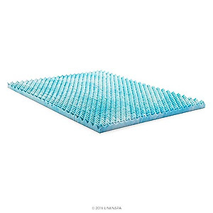 Linenspa 3 Inch Convoluted Gel Swirl Memory Foam Mattress Topper - Promotes Airflow - Relieves Pressure Points - Queen