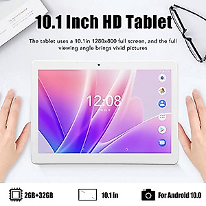 Pomya 10.1 Inch Tablet, HD Tablet, Dual SIM Dual Standby Tablet, 2GB RAM 32GB ROM IPS Screen Support GPS FM MIC Calendar Clock for Entertainment Work(1)