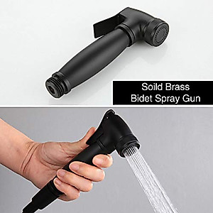 MINJING Bathroom Bidet Faucet Black, Cold and Hot Water Mixing Valve Sprayer, Brass Toilet Bidet Faucet, Single Handle Wall Mount Bidet Sprayer