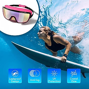 Angel season Swim Goggles Adult UV Anti Fog Waterproof Swimming Goggles Eyewear Men Women Pool Water Sports Adjustable, Pink