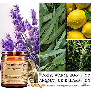 Lavender Eucalyptus Candles for Home Scented - 8oz Aromatherapy Candles for Relaxation Stress Relief Soothing Anxiety, Calming Candles Gifts for Women Perfect for Relaxing Bath Yoga Meditation Healing