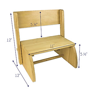 My Bambino Personalized Mountain Bear Natural Wooden Step Stool Seat