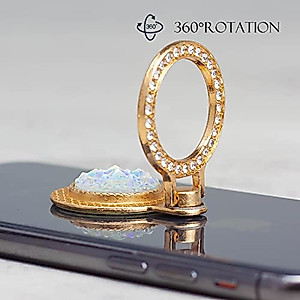 [2 Packs] Gemstones Glitter Bling Bling Phone Ring Holder, Sparkle Phone Ring Grip Artificial Diamond Stand,Rhinestone Cell Finger Ring for Phones,Pad