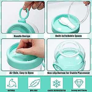 4 Pcs Overnight Oats Container with Lids and Spoons, 20 oz Plastic Overnight Oats Jars Large Capacity Airtight Yogurt Container for Milk, Fruit, Cereal and Salad Storage (Cyan)