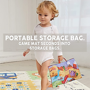 COVTOY 1 Year Old Boy Gift, 4 Sets of Vehicle Dinosaur Car Toys with Playmat and Storage Bag Baby Toys 12-18 Months First Birthday Gifts for 1 Year Old Infants and Toddlers