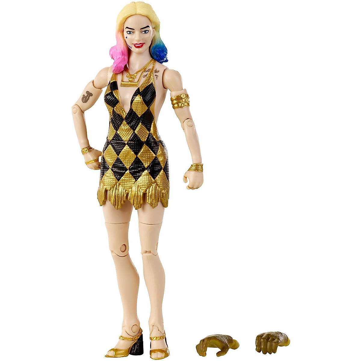Mattel DC Comics Multiverse Suicide Squad Action Figure, Harley Quinn Collectible Toy with Ultimate Croc Build-A-Parts, Signature Look